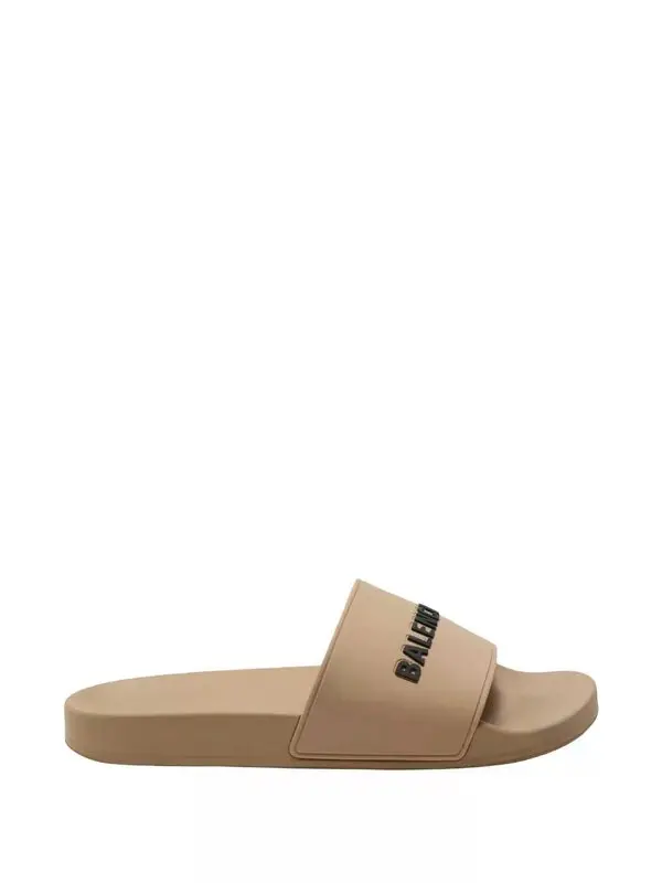 Balenciaga Pool Logo Slide Sandals - Neutrals
