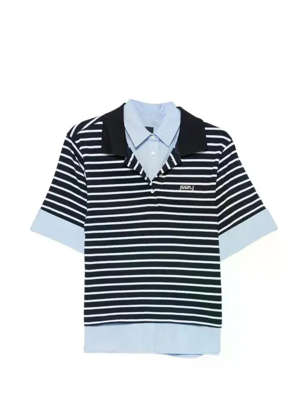JUUN.J Striped Layered Effect Polo Shirt