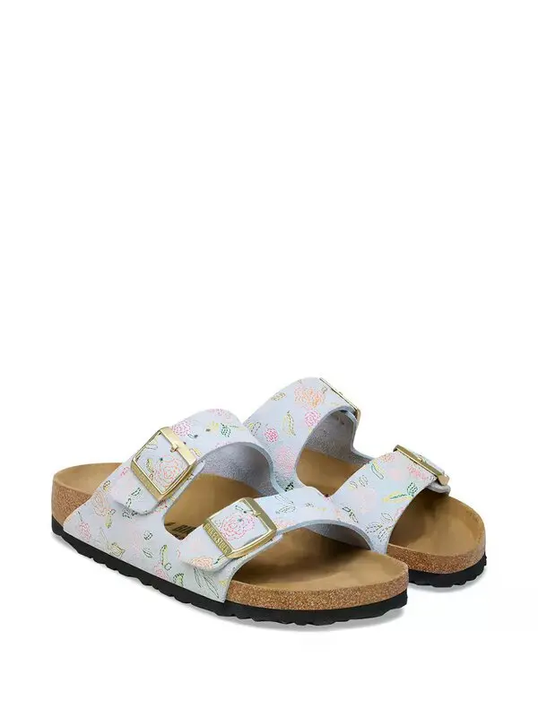 BIRKENSTOCK Arizona Floral-print Suede Sandals - Blue