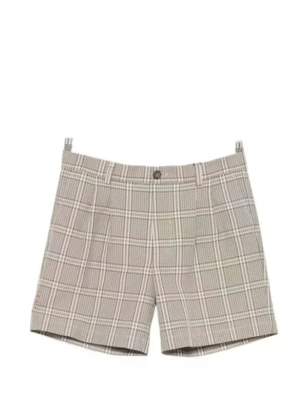 AMARANTO Check-pattern Pleated Shorts