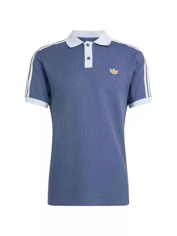 Adidas Waffle-knit Logo-patch Polo Shirt - Blue