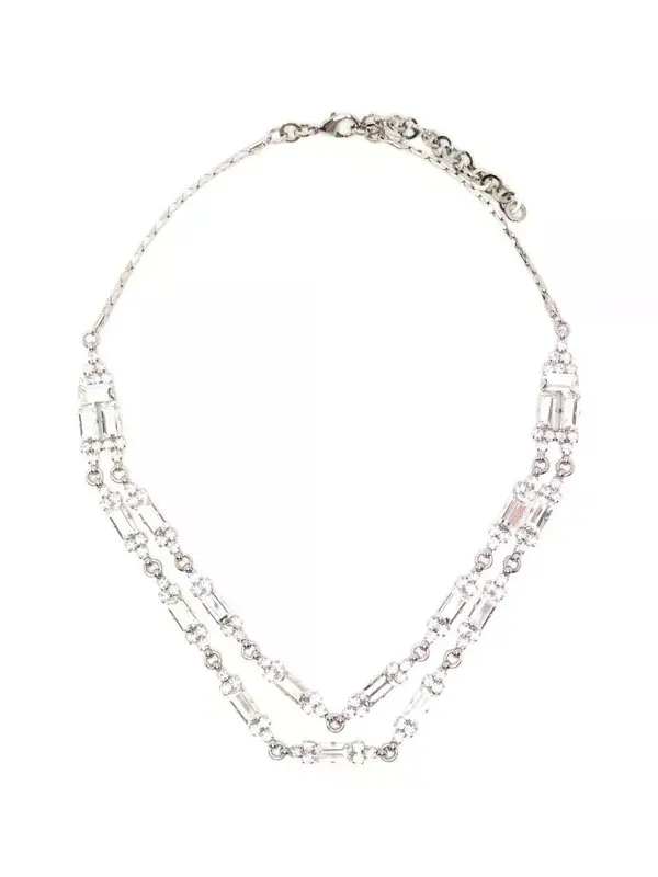Alessandra Rich Crystal Embellished Double-strand Necklace - Silver