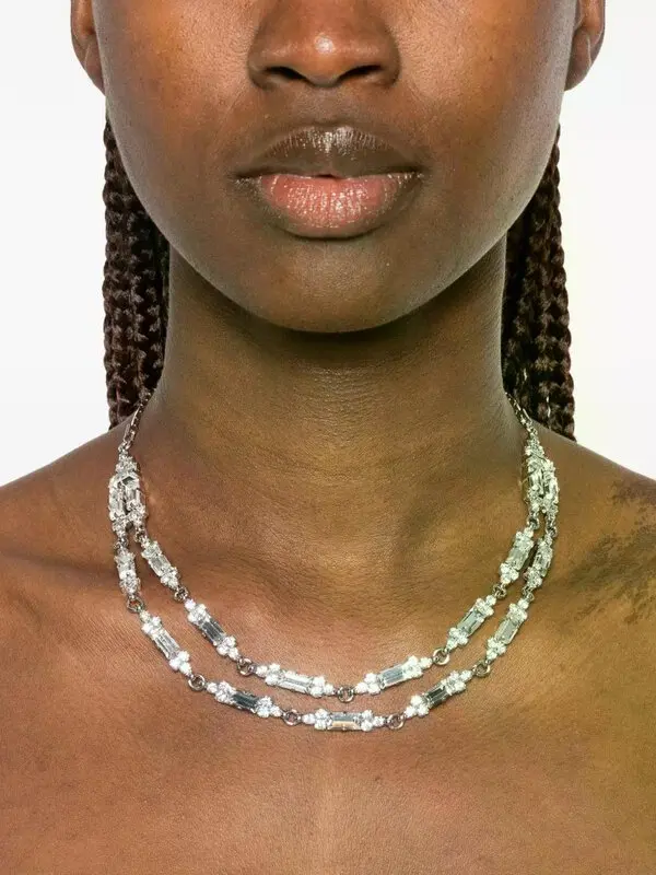 Alessandra Rich Crystal Embellished Double-strand Necklace