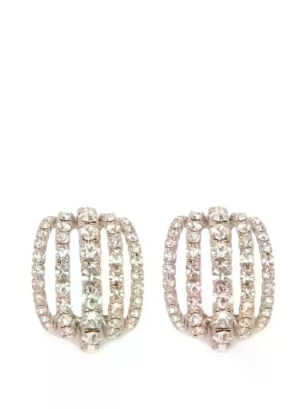 SILVIA GNECCHI Crystal-embellished Cage Design Earrings - Silver