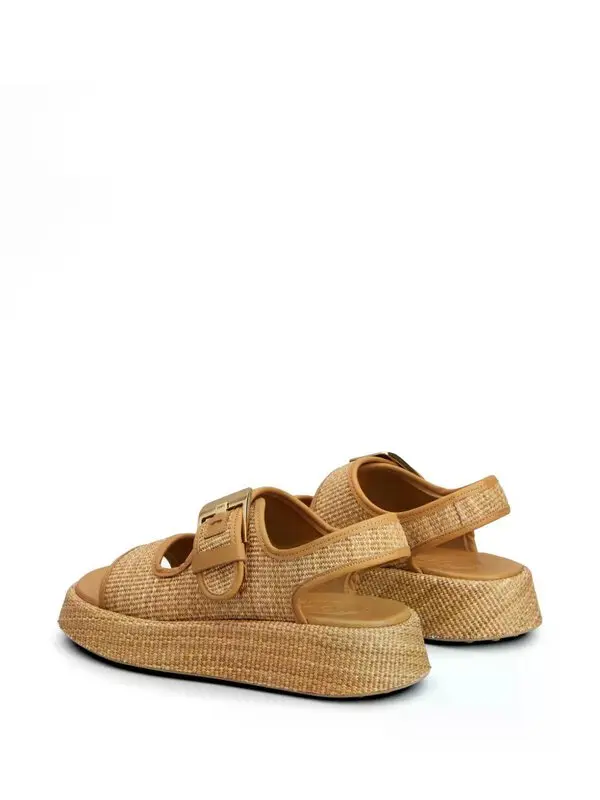 TOD'S Raffia Buckled Platform Sandals