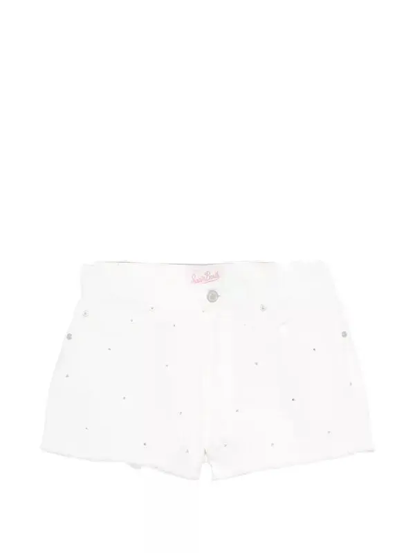 MC2 SAINT BARTH Musa Crystal-embellished Denim Shorts - White