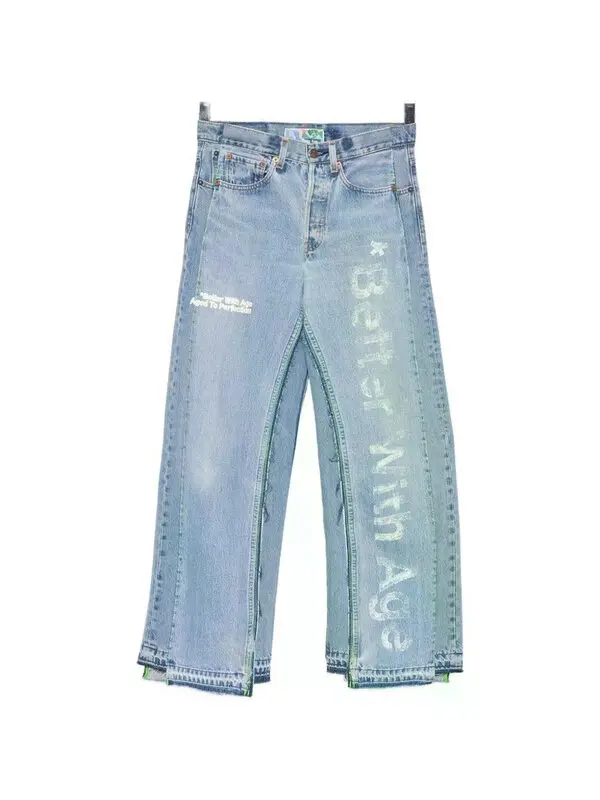 BETTER WITH AGE Logo-print Panelled Jeans - Blue