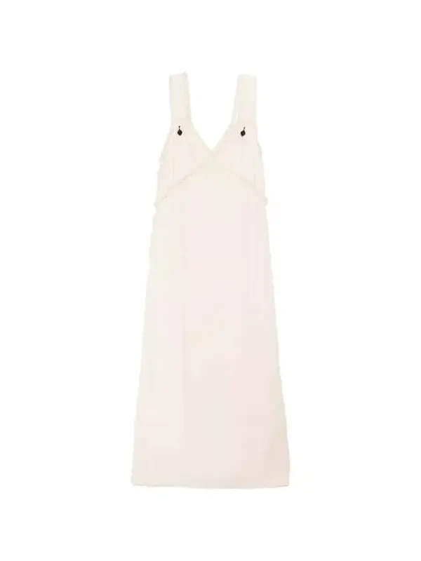 TOTEME V-neck Maxi Dress With Frayed Edges - Neutrals