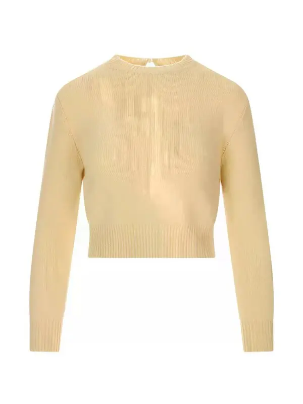 JIL SANDER Cropped Ribbed Knit Sweater - Neutrals