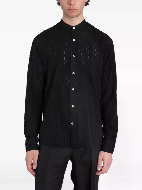 Tagliatore Cannes Stripe-pattern Band-collar Shirt