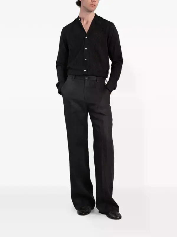 Tagliatore Cannes Stripe-pattern Band-collar Shirt