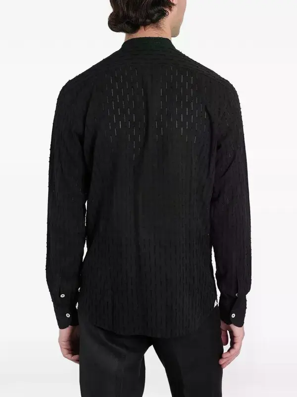 Tagliatore Cannes Stripe-pattern Band-collar Shirt