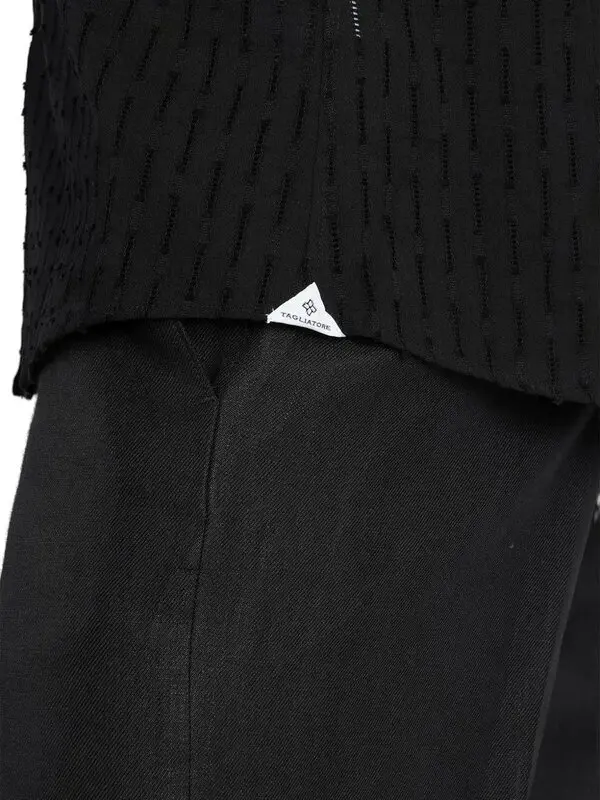 Tagliatore Cannes Stripe-pattern Band-collar Shirt