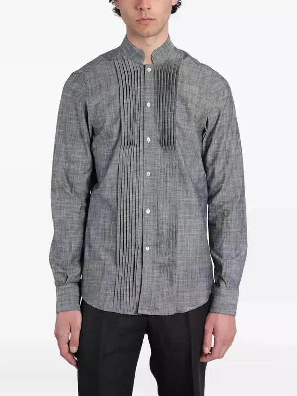 Tagliatore Ghandi Pleated Band-collar Shirt