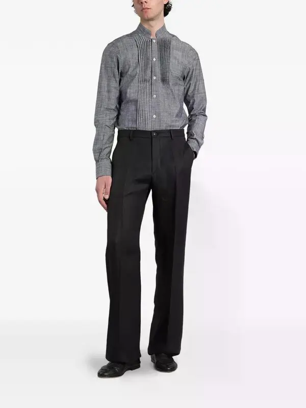 Tagliatore Ghandi Pleated Band-collar Shirt