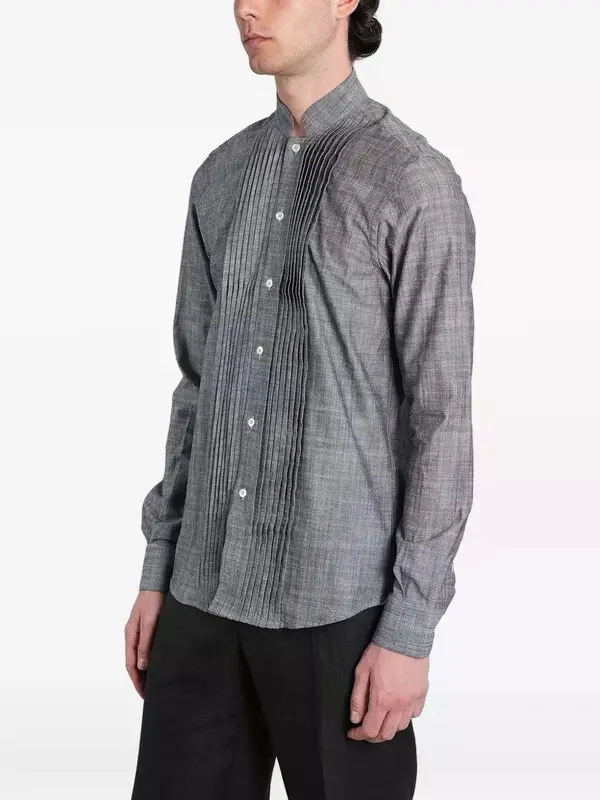 Tagliatore Ghandi Pleated Band-collar Shirt