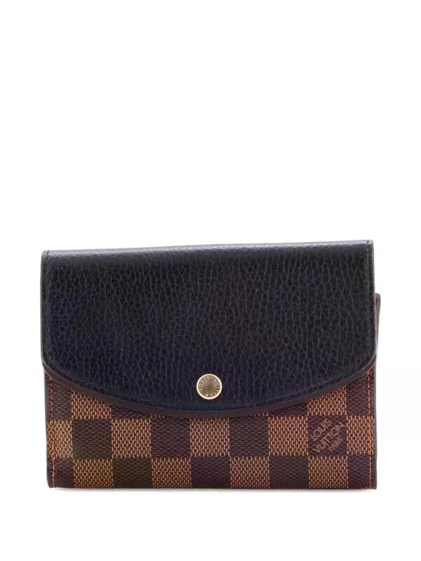 LOUIS VUITTON Normandy Wallet Damier And Leather Compact Small Wallets - Black