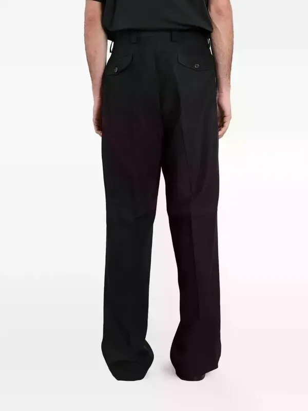 LANEUS Pleated Straight-leg Trousers - Black