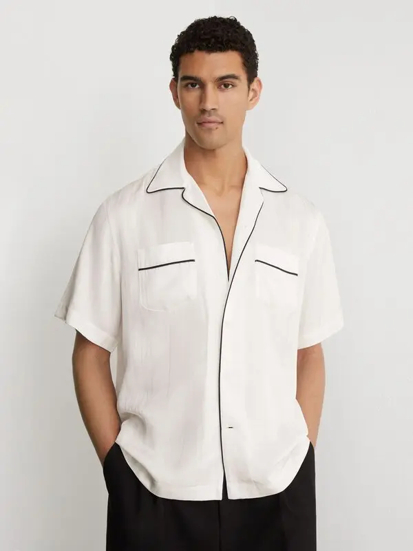 REISS Canyon Jacquard-stripe Piped Shirt