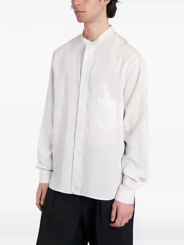 GRIFONI Striped Band-collar Shirt - White