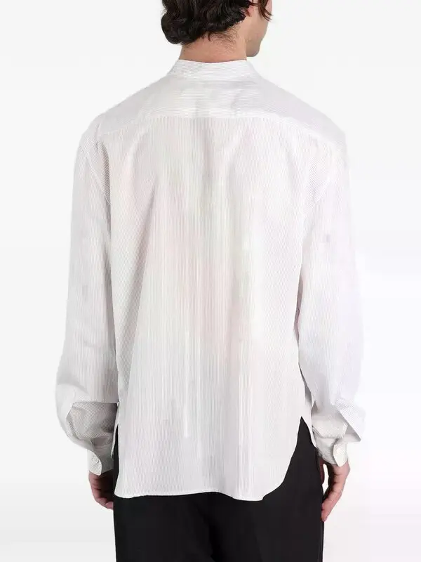 GRIFONI Striped Band-collar Shirt - White