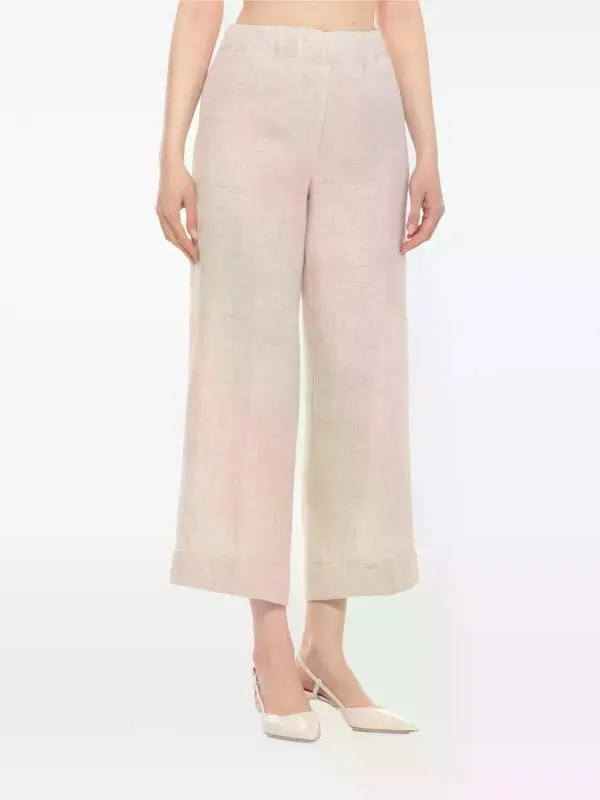 D.exterior Wide-leg Trousers With Turn-up Cuffs - Neutrals