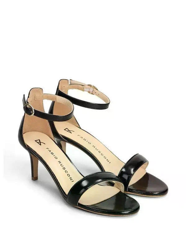FABIO RUSCONI Patent Finish Ankle Strap Sandals - Black