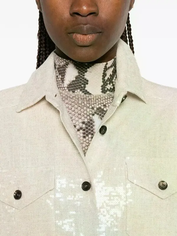 Kiton Embellished Sequin Button-up Jacket
