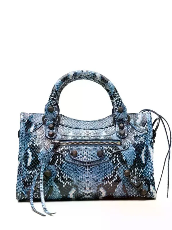 Balenciaga Mini City Snakeskin-effect Tote Bag