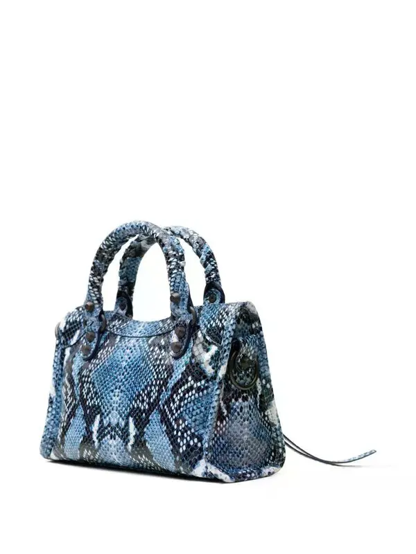 Balenciaga Mini City Snakeskin-effect Tote Bag