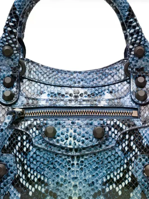 Balenciaga Mini City Snakeskin-effect Tote Bag