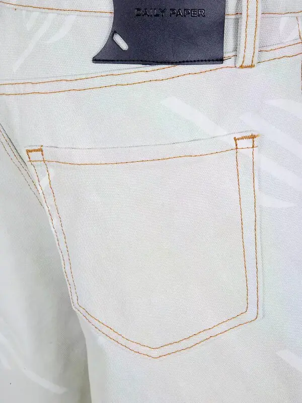 DAILY PAPER Logo Print Contrast Stitch Shorts - Blue