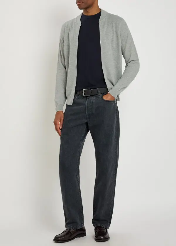 John Smedley Fine-knit Merino Wool Bomber Jacket - Grey