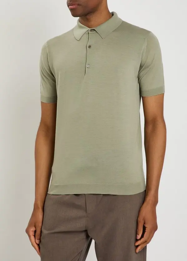 John Smedley Macloud Merino Wool Polo Shirt - Olive