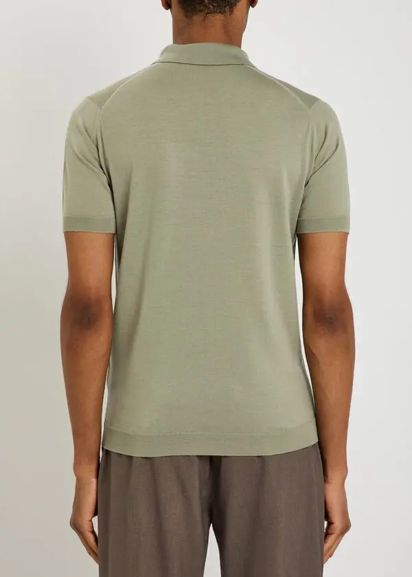John Smedley Macloud Merino Wool Polo Shirt - Olive