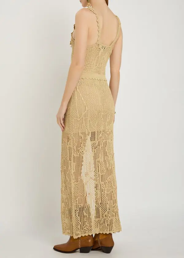 Isabel Marant Étoile Ornella Bead-embellished Crochet Maxi Dress - Camel