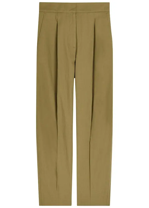 JOSEPH Tapered-leg Cotton Trousers - Green