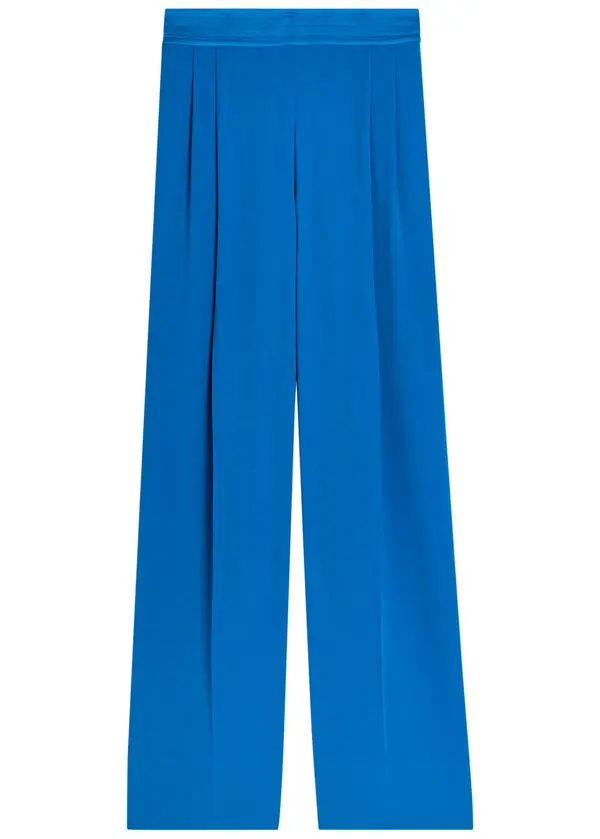 JOSEPH Cara Wide-leg Crepe Trousers - Blue