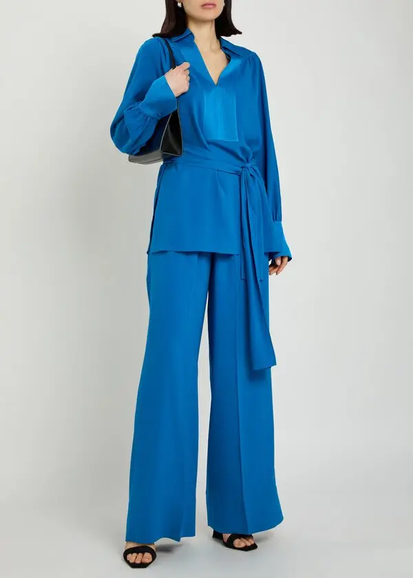 JOSEPH Cara Wide-leg Crepe Trousers