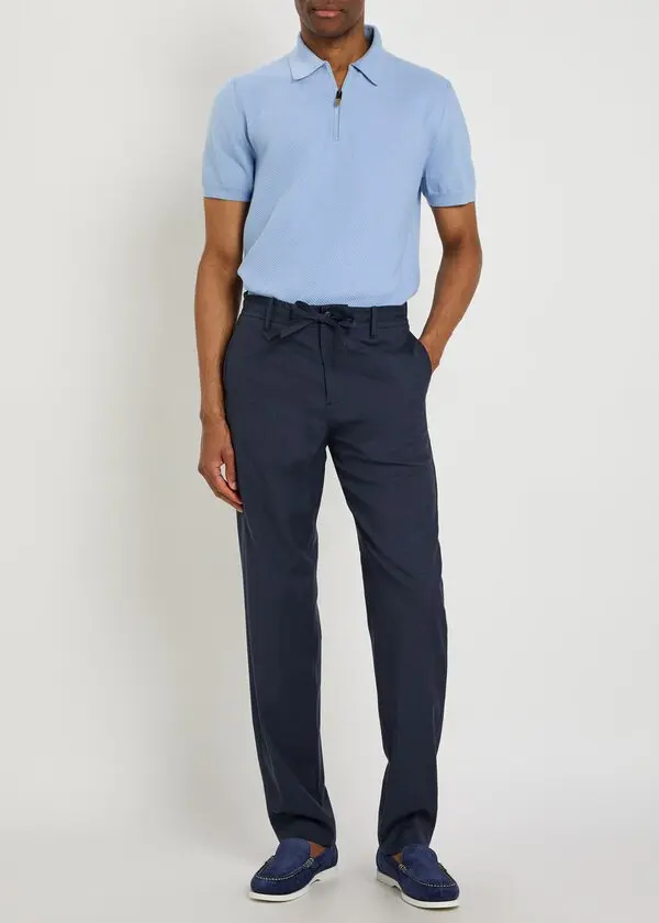 Canali Tapered-leg Wool Trousers - Navy