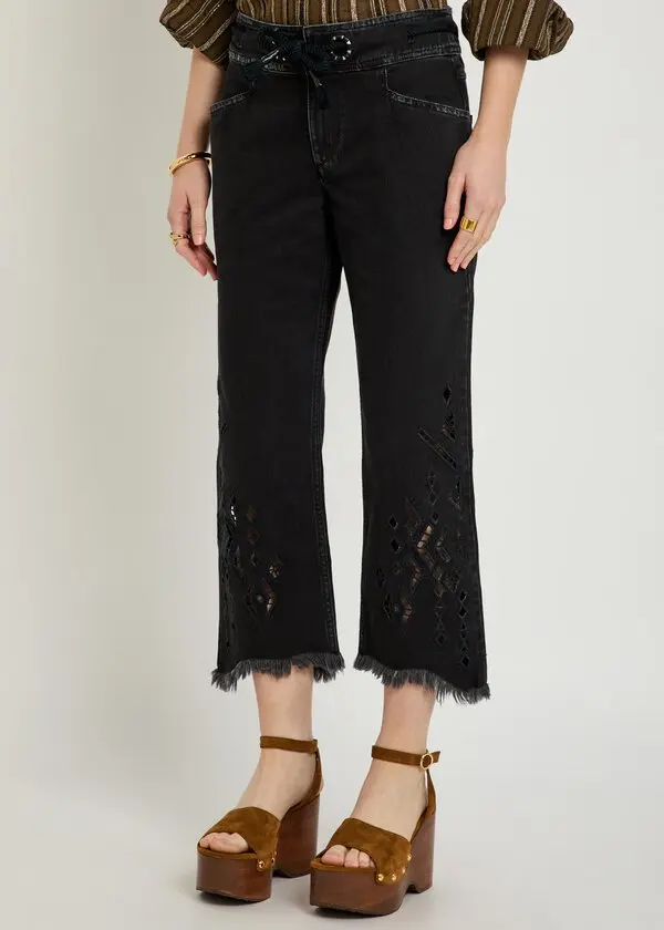 Isabel Marant Étoile Alison Cropped Straight Leg Jeans - Black