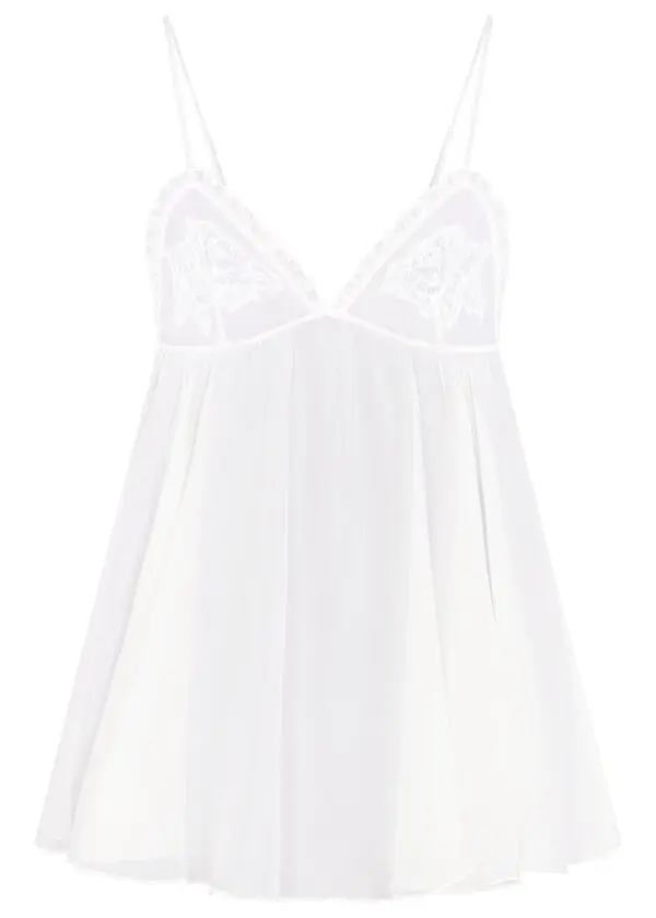 SKIMS Lace Silk Babydoll Dress - Ivory