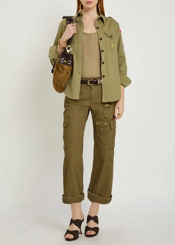 Isabel Marant Étoile Umberta Appliquéd Twill Shirt - Khaki
