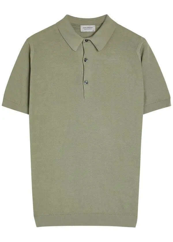 John Smedley Roth Fine-knit Cotton Polo Shirt - Olive