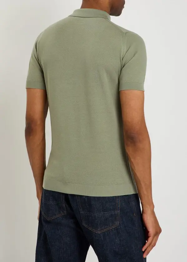 John Smedley Roth Fine-knit Cotton Polo Shirt - Olive