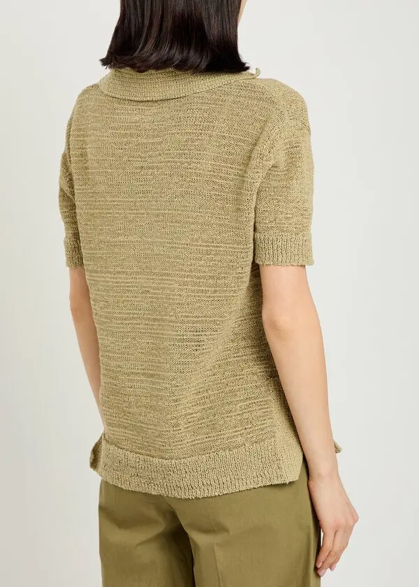 JOSEPH Ribkoff Knit Cotton-blend Polo Top - Green