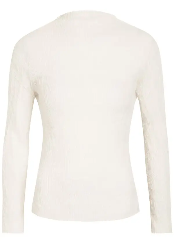 Issey Miyake Pleated Semi-sheer Chiffon Top - White