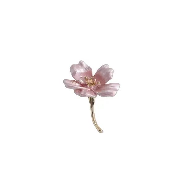 CHANEL JOAN ELKAYAM Sterling Silver Pink Enamel Flower Brooch - Pink/gold