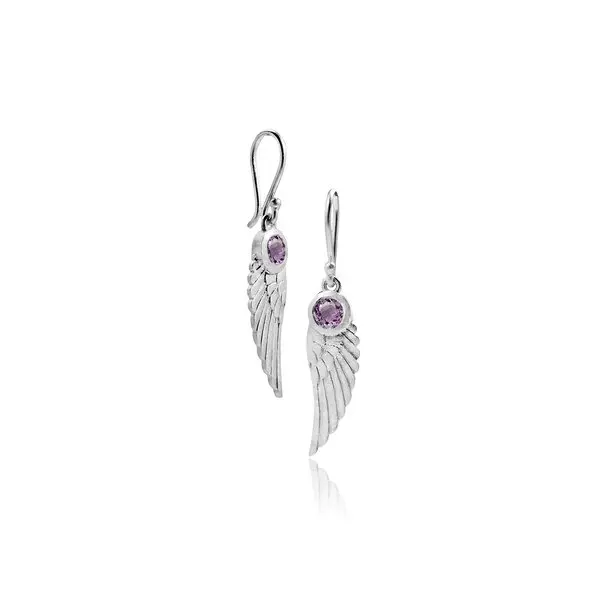 MOON LONDON Angel Wing Amethyst Sterling Earrings - Silver