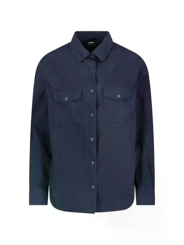 Aspesi Long-sleeve Shirt With Flap Pockets - Blue